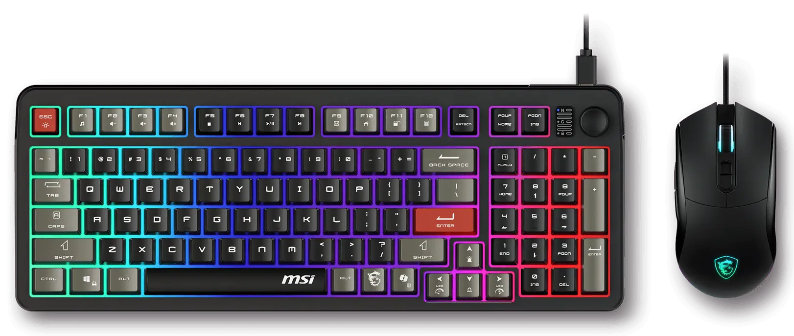 MSI Forge GK110 & GM320 Combo - Gaming Keyboard & Mouse Set, Membrane Switches, 1.5m USB-A to C ...